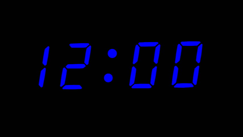 Digital Countdown Timer In Blue Color Over Black Background Stock