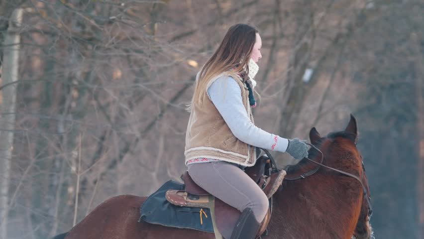 Professional Beautiful Longhaired Woman Riding Stock Footage Video (100 ...
