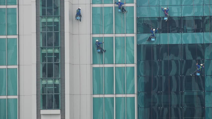 Workers Hang On Rope for Stock Footage Video (100% Royalty-free ...