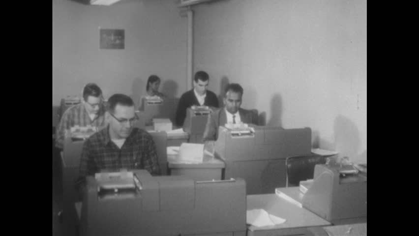 1960s: People Typing Punch Cards. Stock Footage Video (100% Royalty ...