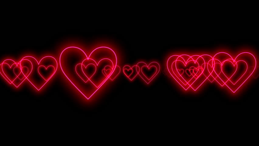 Red Neon Hearts Flying On Stock Footage Video 100 Royalty Free