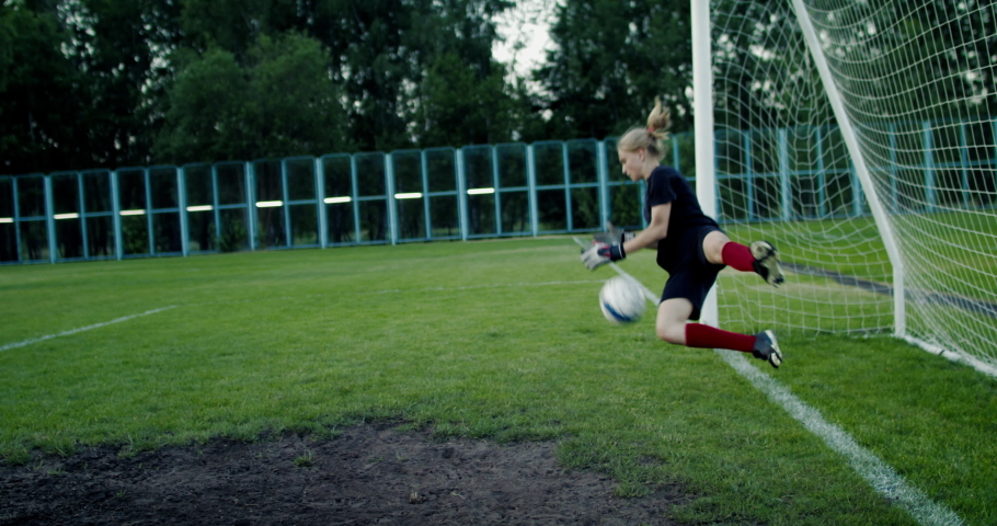 Young Teenager Girl Soccer Goalie Stock Footage Video 100 Royalty Free 1033416941 Shutterstock