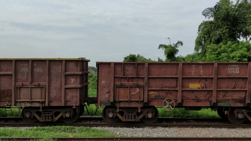 Indian Goods Train Passing On Stock Footage Video (100% Royalty-free ...