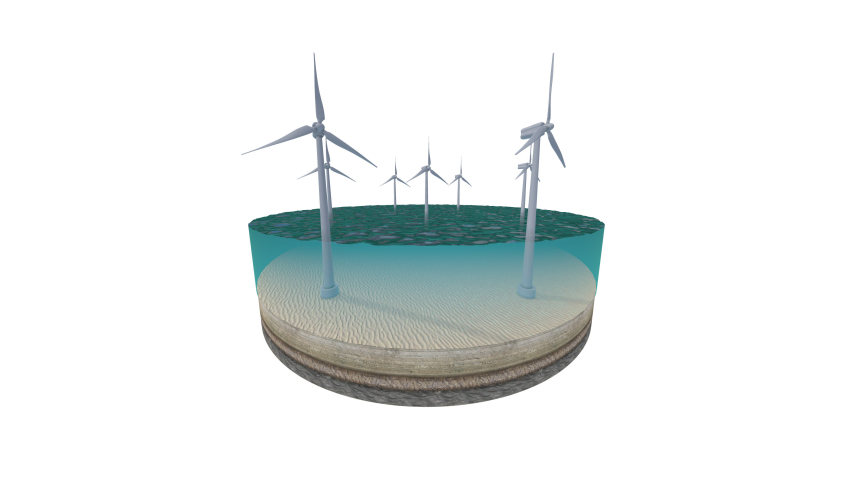 Animated Offshore Wind Farm On Stock Footage Video (100% Royalty-free ...