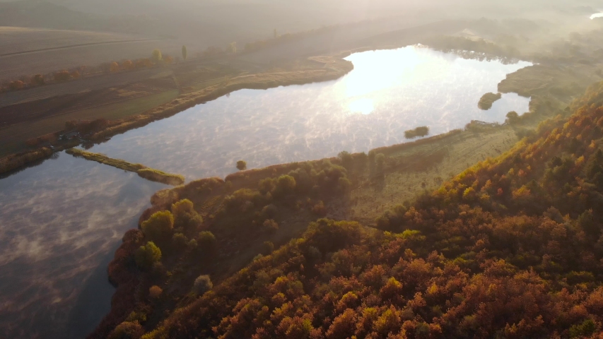Fog and Mist over the lake landscape at Sunset image - Free stock photo ...