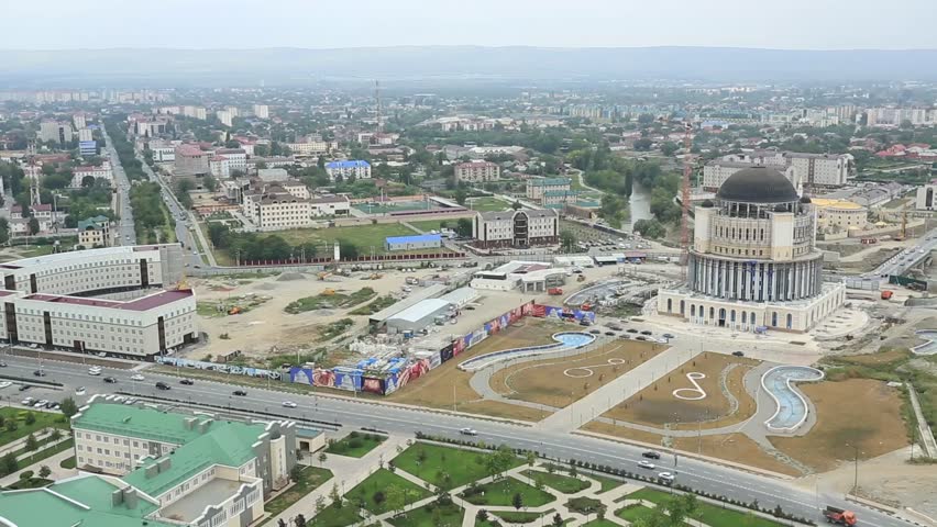 Chechnya Grozny Mosque Heart Of Chechnya Crossroad Static Camera View ...