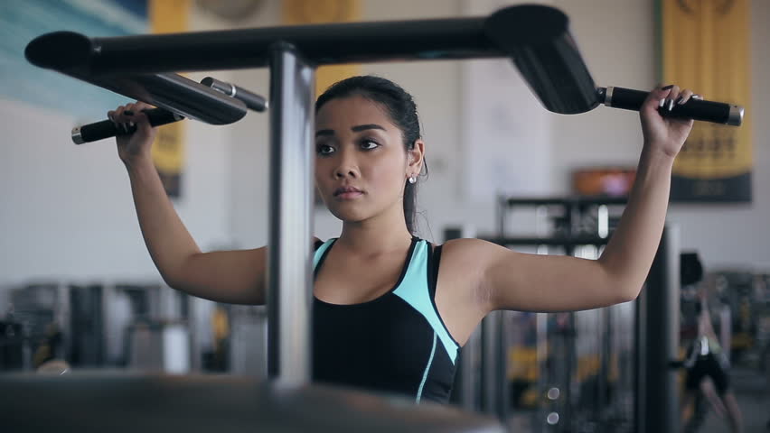 Stock video of asian woman doing exercises on power | 10739171 ...