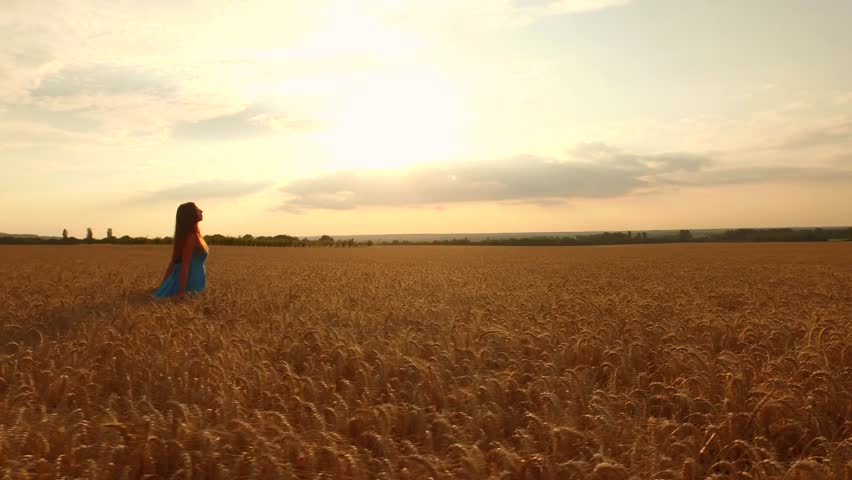 Stock video of beautiful young woman walking through field | 11017541 ...
