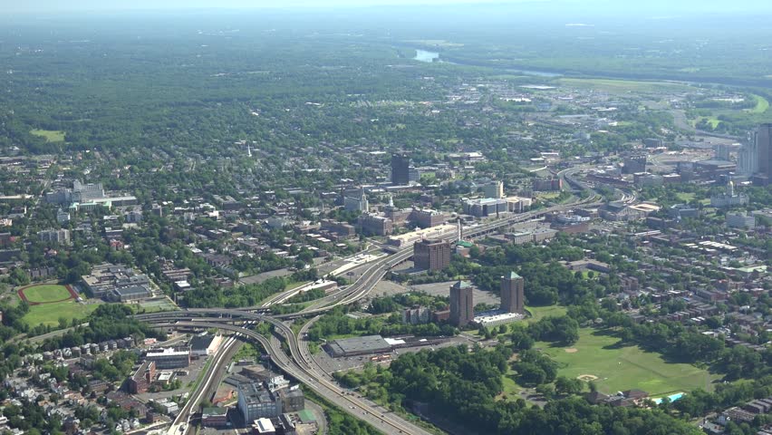 Hartford, Ct 4k Aerial Skyline, Close Downtown View North. Stock ...