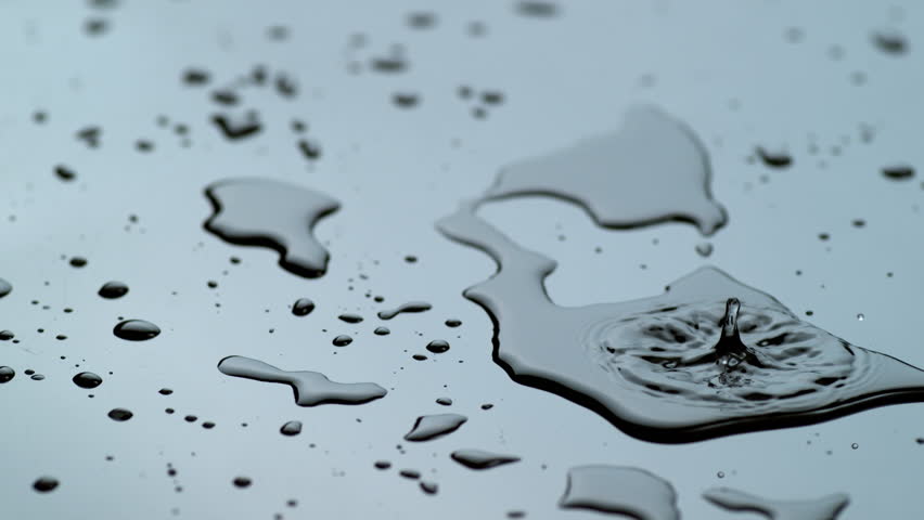 Water Drip Splashing On Wet Surface, Slow Motion Stock Footage Video ...