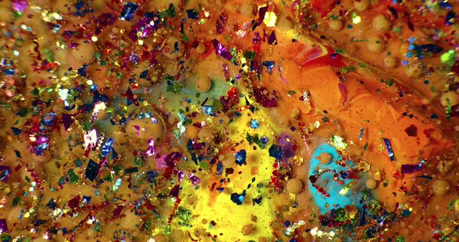 Color Drops Floating In Oil And Water Over A Colorful Underground With ...