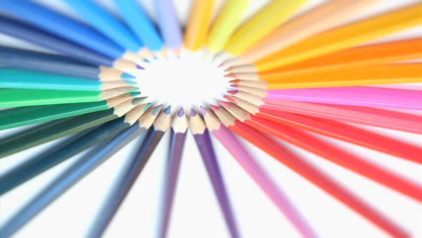 Colored Pencils On White Background, Closeup, Rotating Stock Footage ...