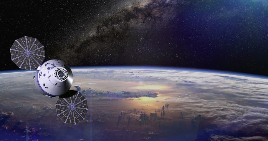 4k Modern Navigation Satellite Orbiting Stock Footage Video (100% ...