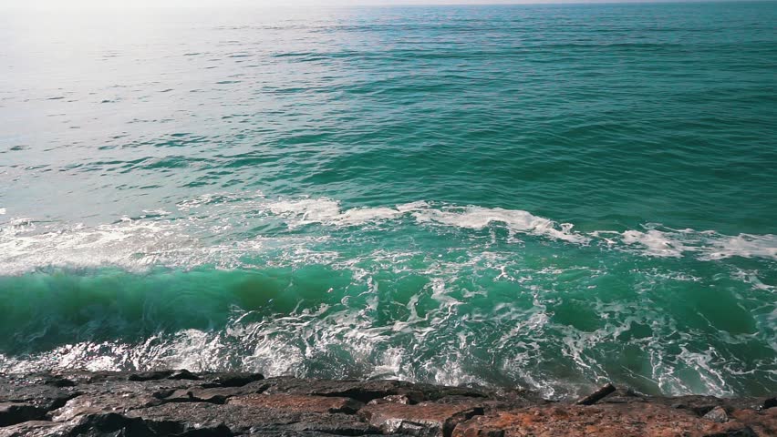 Slow Motion Ocean Waves Breaking Stock Footage Video (100% Royalty-free ...