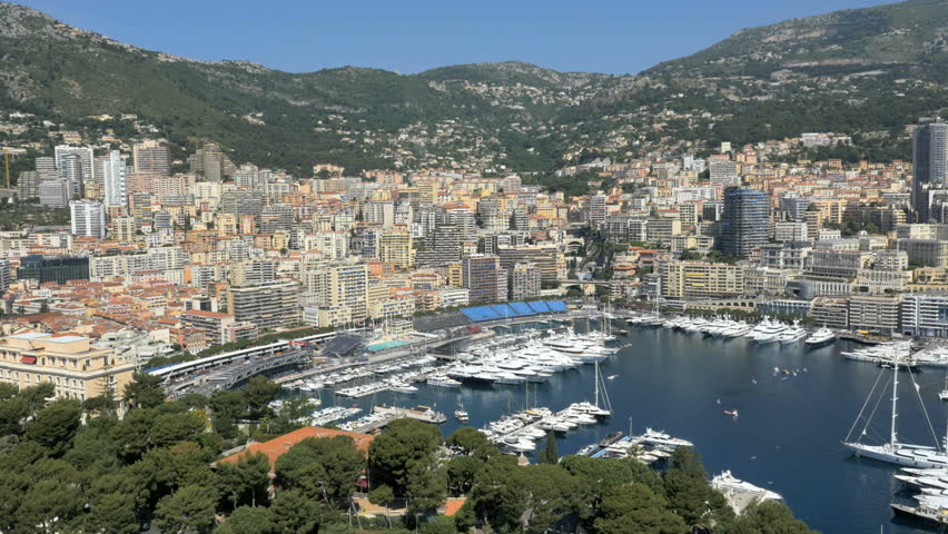 Monaco, Bay Cap Dail. Lots Of Boats And Yachts. Blue Calm Sea Stock ...