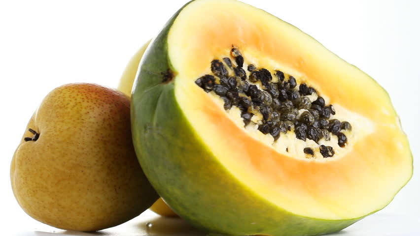 Papaya, Apple, Pear, Fruit Rotating Stock Footage Video (100% Royalty ...