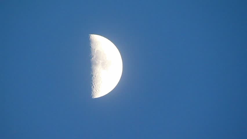 A Perfect Half Moon Phase Stock Footage Video (100% Royalty-free ...