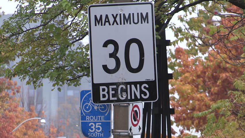 Toronto, Ontario, Canada October 2015 Toronto 30km/hr Speed Limit Sign ...