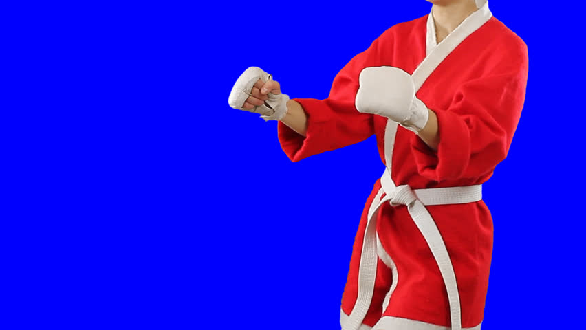 Santa Claus In Red Gloves Makes Karate Kick. PNG+Alpha Stock Footage ...