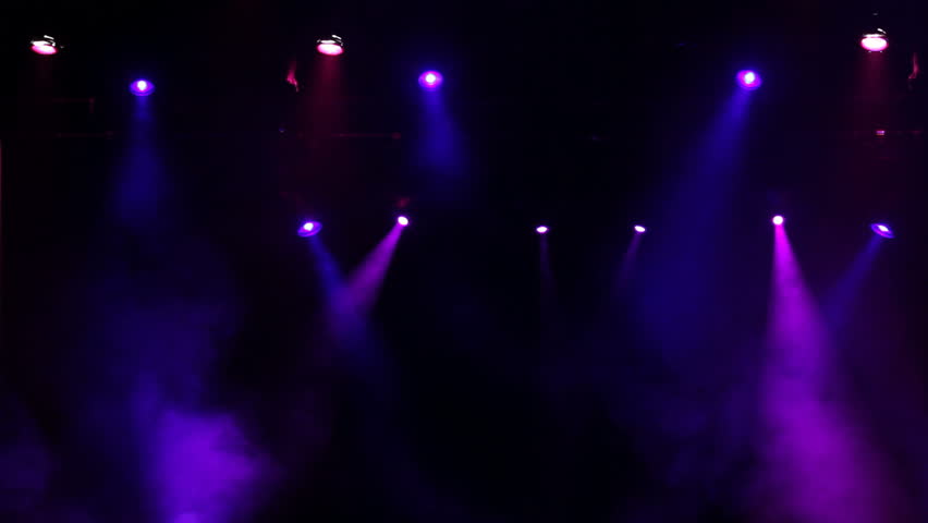 A Wide Shot Of Real Blue And Purple Concert Lights And Smoke From A ...
