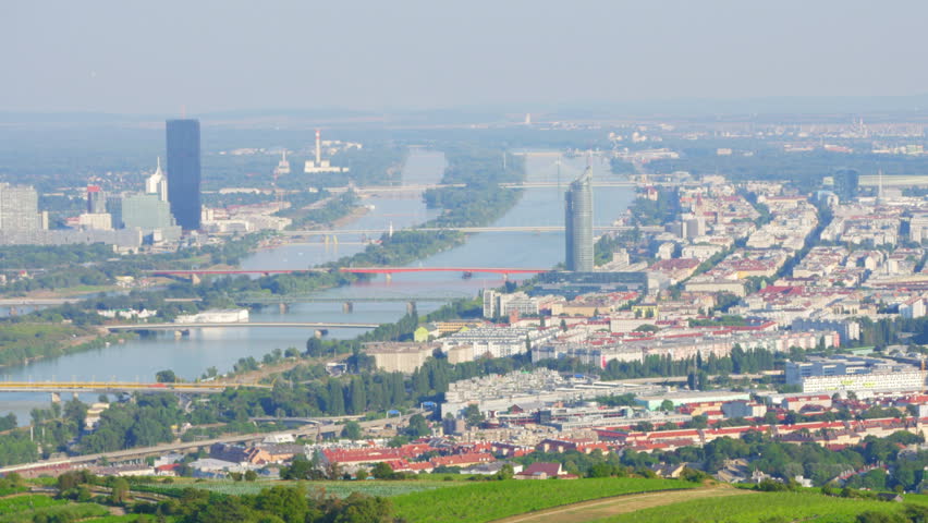 Vienna City And Danube River View, Austria, 4k Stock Footage Video ...