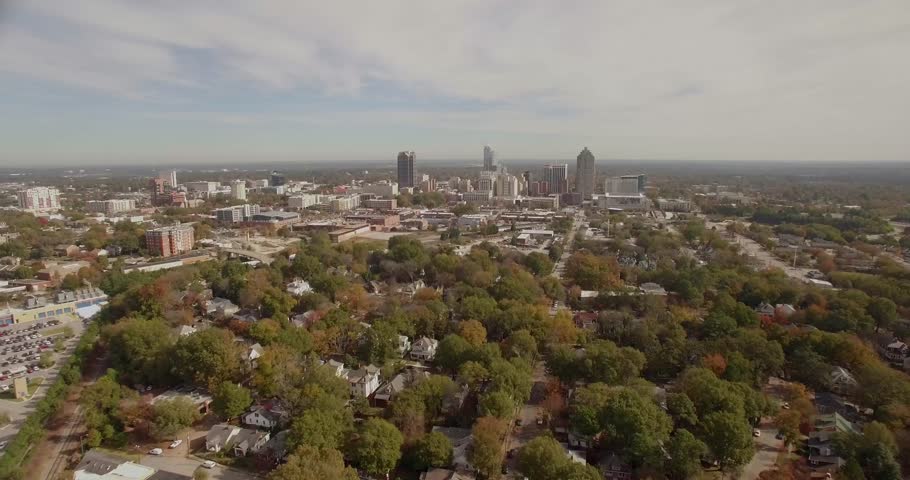 Aerial Footage Approaching Downtown Raleigh, Stock Footage Video (100% ...