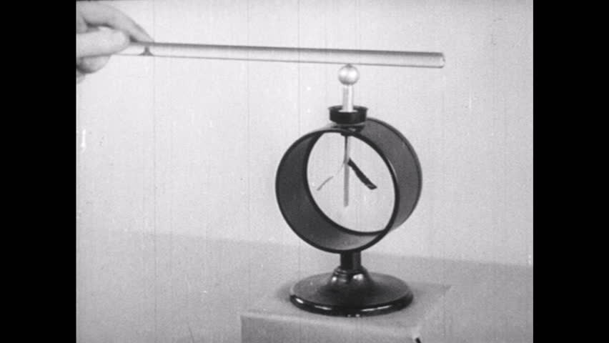 UNITED STATES 1930s: Rod Charges Electroscope Negative/ Positive ...