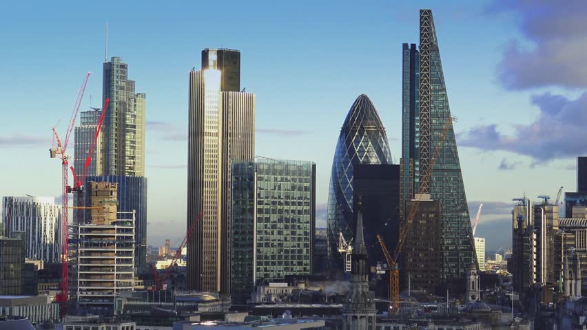 The Skyscrapers Of London's Financial District Stock Footage Video ...