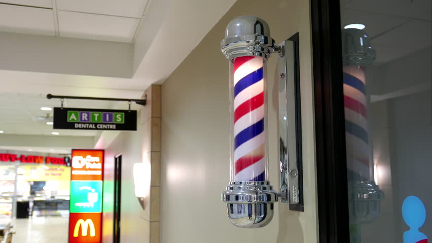 Barbershop Pole Spinning At Barber Shop Стоковые футажи для видео ...