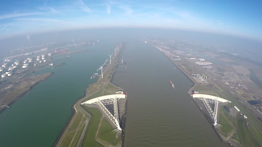 Aerial Of West Side Of Oosterscheldekering Part Of Delta Werken Largest ...