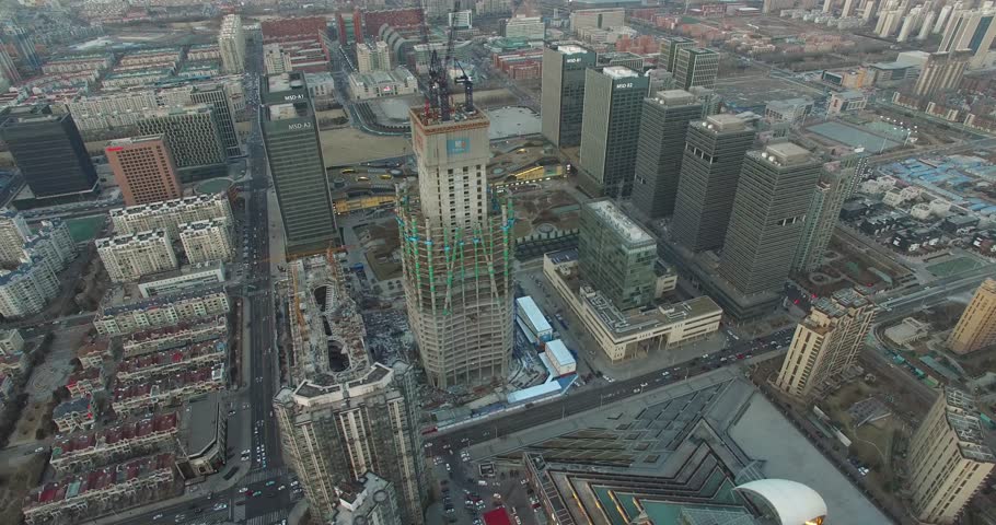 Cinematic Aerial of Tianjin Skyscraper Stock Footage Video (100% ...