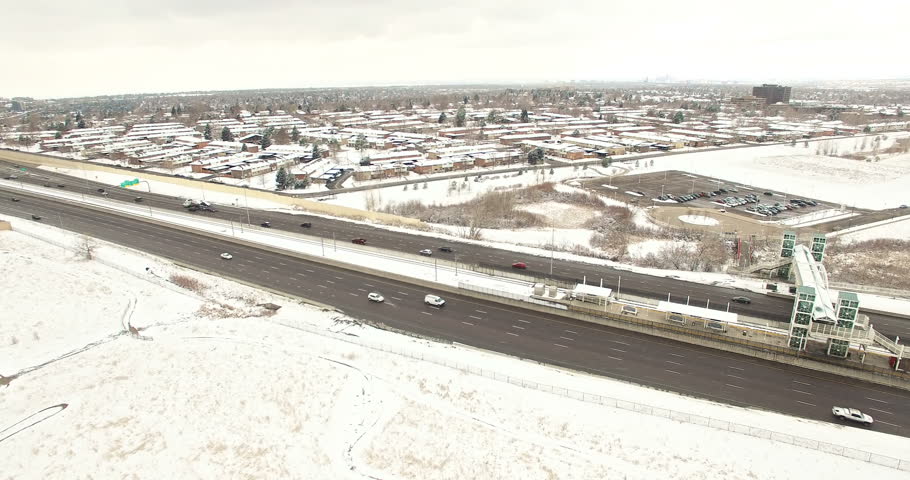 Aerial View Of Dayton Lightrail Station In Denver, Colorado. Stock ...