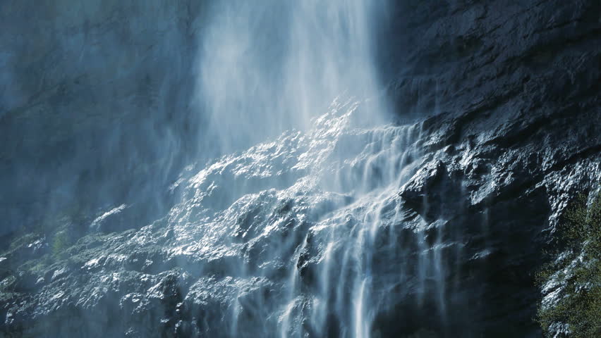 Waterfall Slowmotion. Water Splashing Sprinkling. Source Water. Clean ...