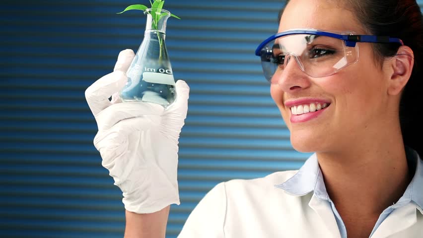 Vidéo de stock de sexy scientist studies plant growth medical | 1550851 ...