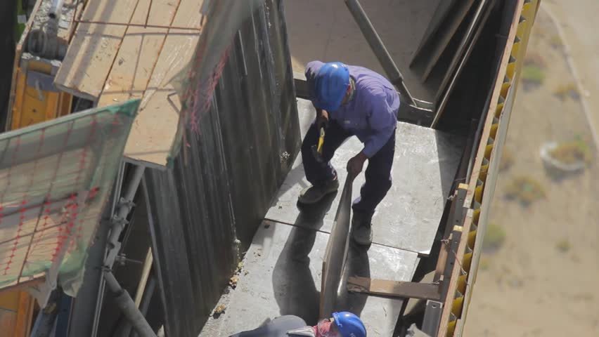 Construction Workers Working On Top Stock Footage Video (100% Royalty ...