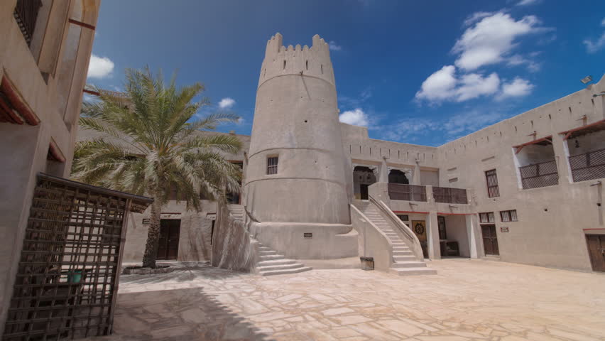 Historic Fort At The Museum Of Ajman Timelapse Hyperlapse With Blue ...
