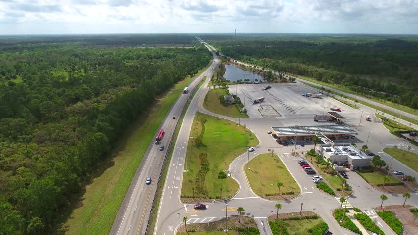 Aerial Video Of A Service Plaza On The Florida Turnpike Stock Footage ...