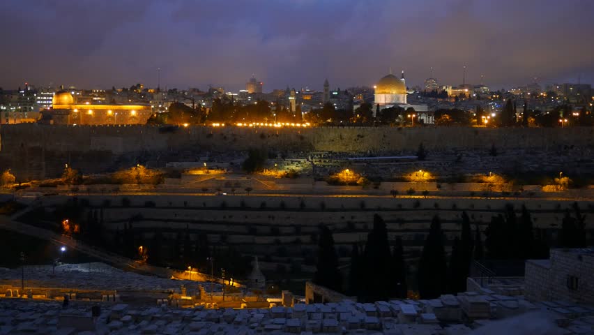 Night View to Jerusalem Old Stock Footage Video (100% Royalty-free ...