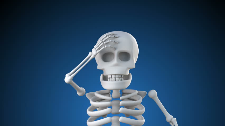 Skeleton Working On Computer - Front Side - Long Angle - Alpha Channel ...