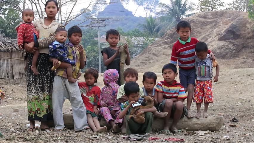 Myanmar, Yangon. 10.11.2013 Family Goes To The River To Fetch Water ...