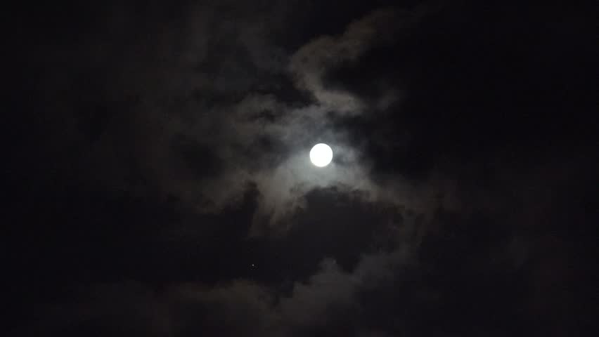 Full Glowing Moon On Cloudy Foggy Night Sky Time Lapse Stock Footage ...