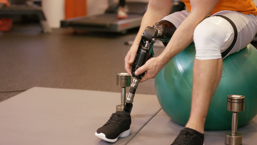 4k Muscular Man with Prosthetic Stock Footage Video (100% Royalty-free ...