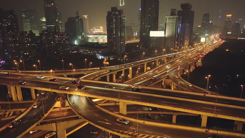 Famous Highway Intersection In Shanghai, China. Many Intersecting ...