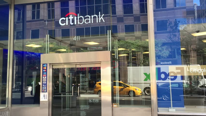 NEW YORK - AUG 1, 2014: Citibank ATM Cash Machines In Window At Night ...