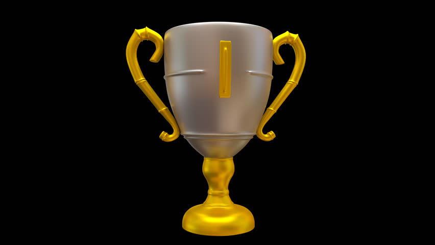 Animated Gold Trophy With Matte Surface Finish Spinning Against ...