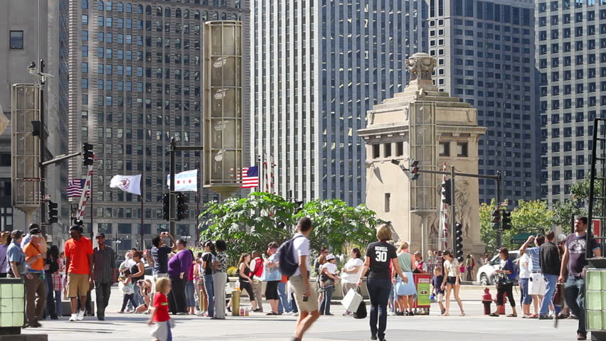 CHICAGO - CIRCA SEPTEMBER 2012: Looking Down A Crowded Downtown Chicago ...