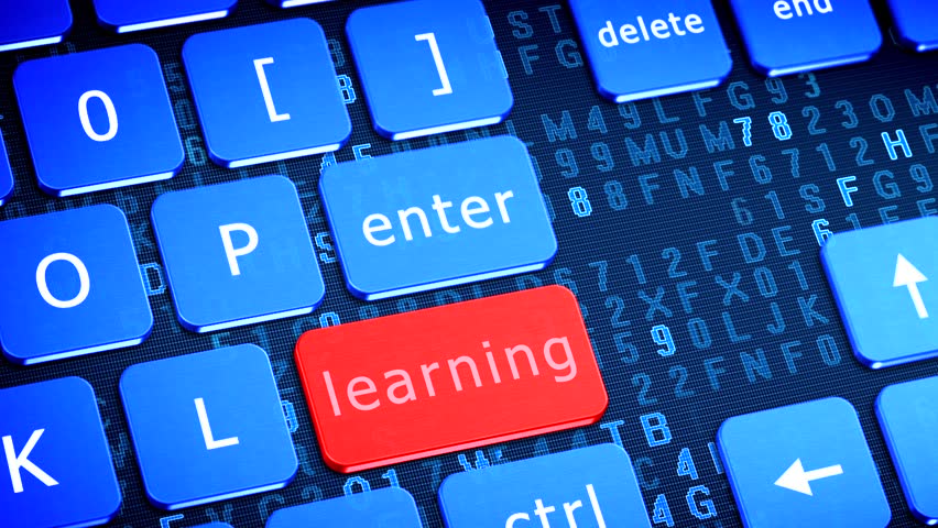 E-learning Concept Over Animated Code On A Display. Computer Generated ...