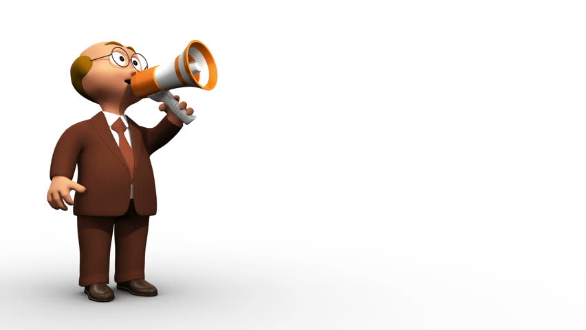 Senior 3D Business Man Character Making Announcement With Bullhorn ...