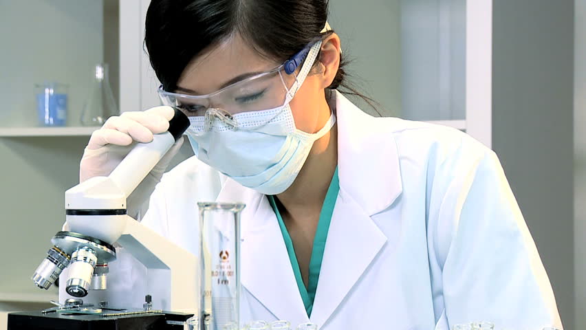Asian Chinese Medical Student In Protective Mask And Glasses Checking ...