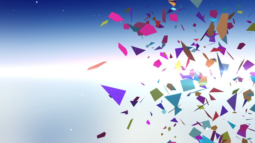 Shattering And Exploding Chaotic Colorful 3d Shapes In Blue Space ...
